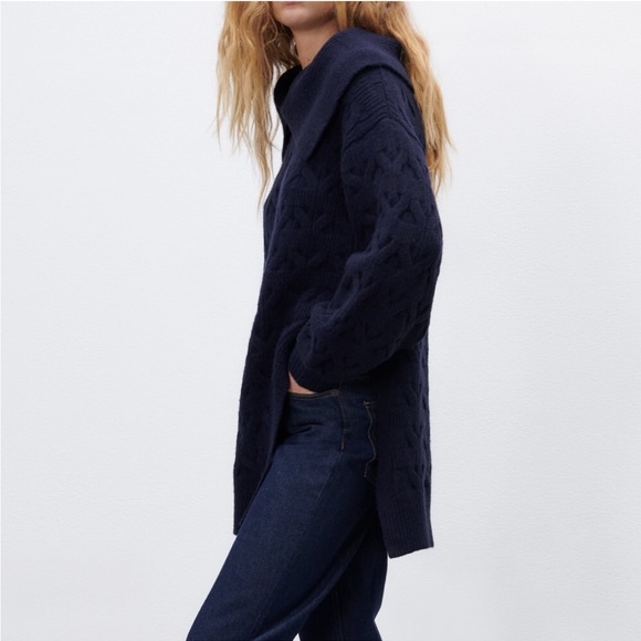 Zara | Sweaters | Zara Asymmetric Sweater Tunic Navy Blue | Poshmark
